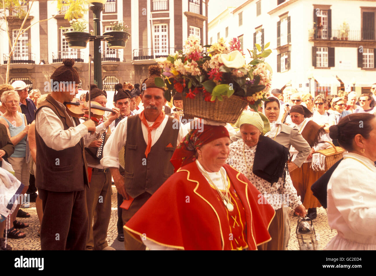 a parade of the Spring Flower Festival in the city of Funchal on the ...