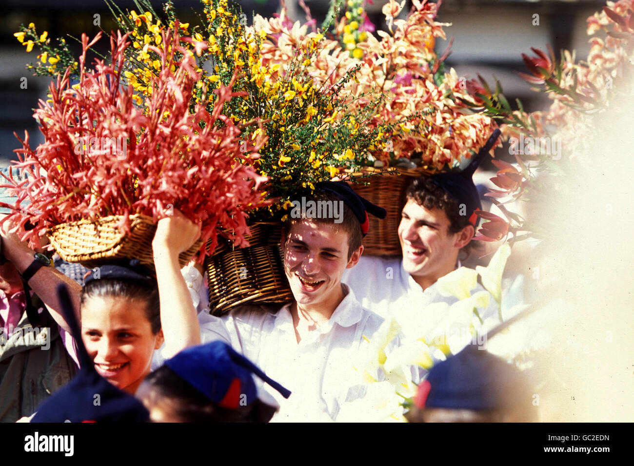 a parade of the Spring Flower Festival in the city of Funchal on the ...
