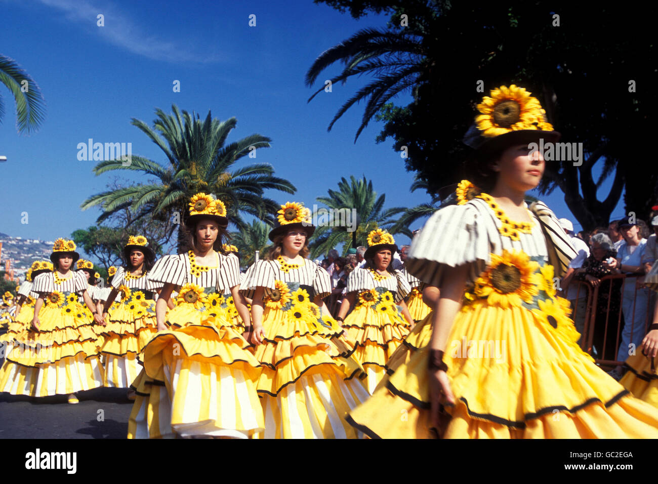 a parade of the Spring Flower Festival in the city of Funchal on the ...