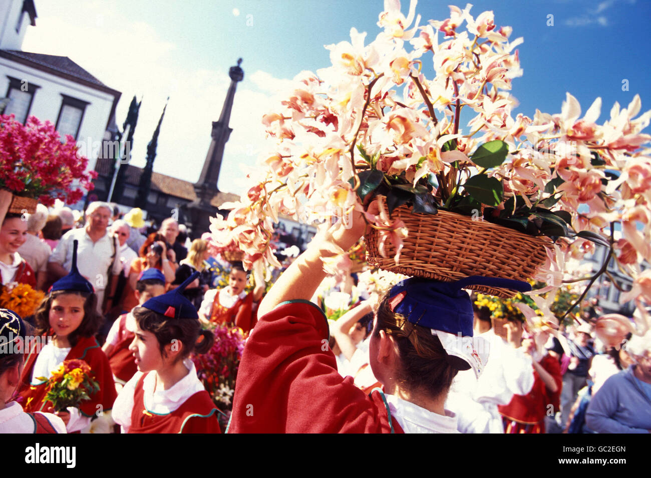 a parade of the Spring Flower Festival in the city of Funchal on the ...