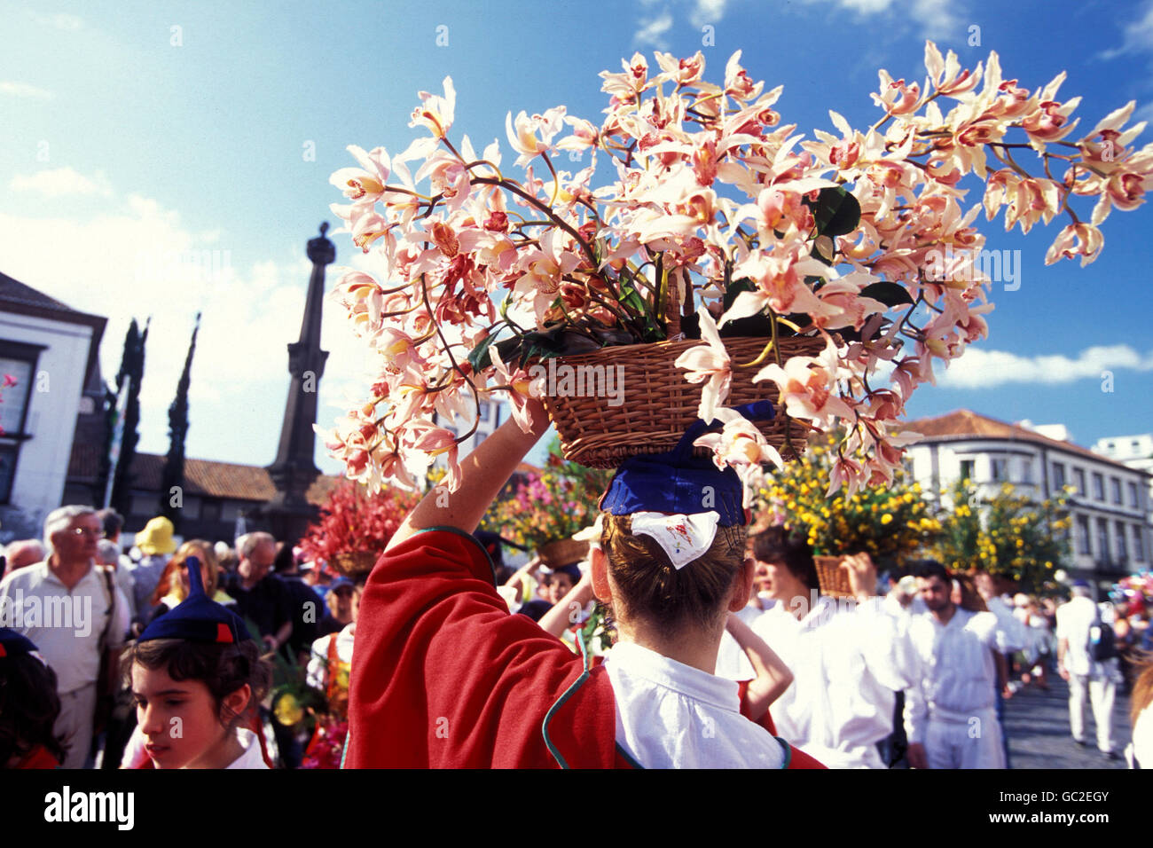 a parade of the Spring Flower Festival in the city of Funchal on the ...