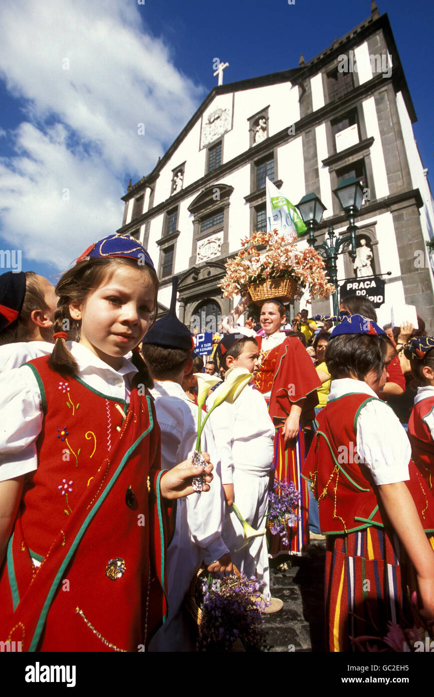 a parade of the Spring Flower Festival in the city of Funchal on the ...