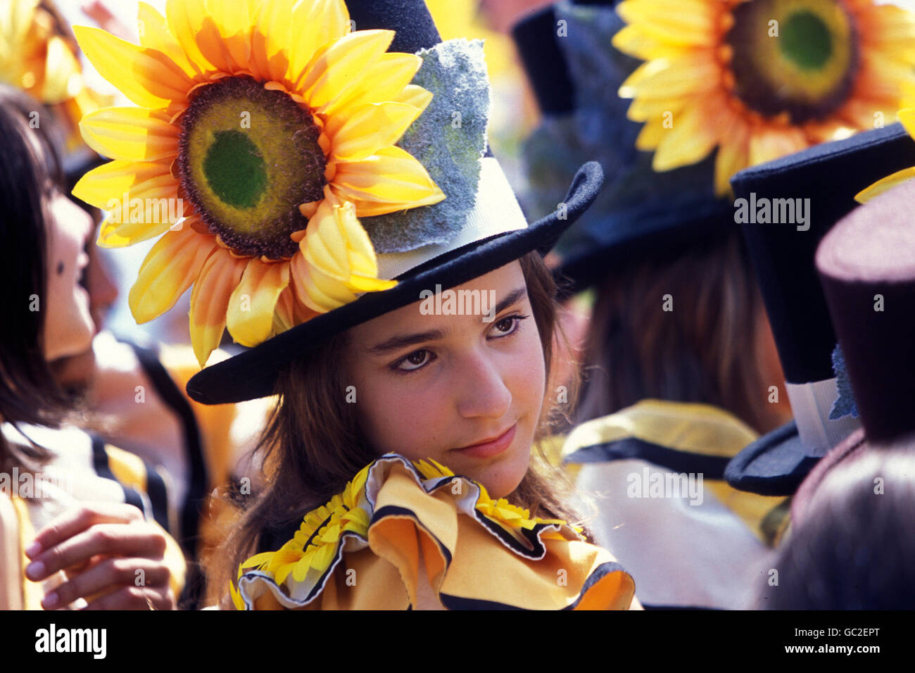 a parade of the Spring Flower Festival in the city of Funchal on the ...