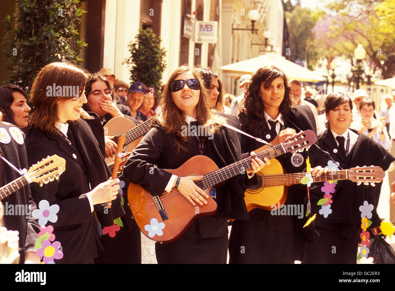 a parade of the Spring Flower Festival in the city of Funchal on the ...