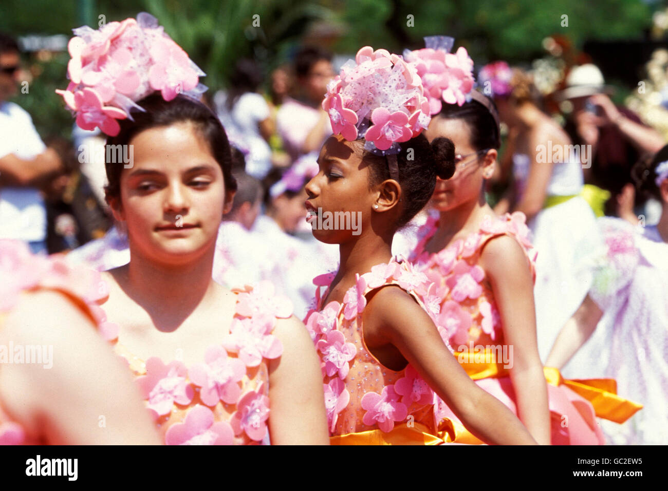 a parade of the Spring Flower Festival in the city of Funchal on the ...