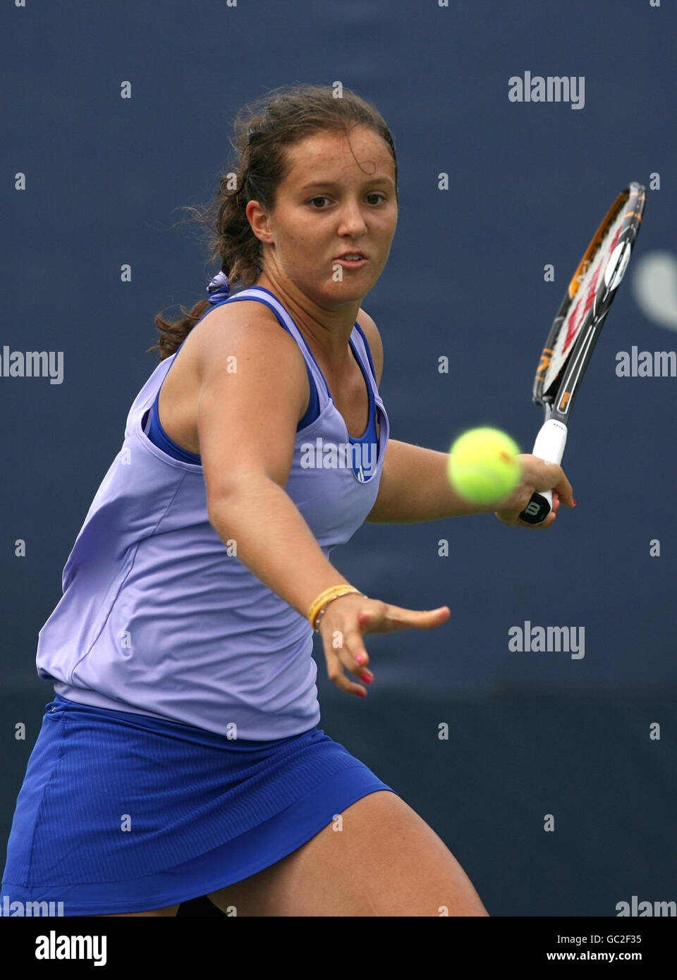 Great Britain's Laura Robson in action during her victory over Belgium ...