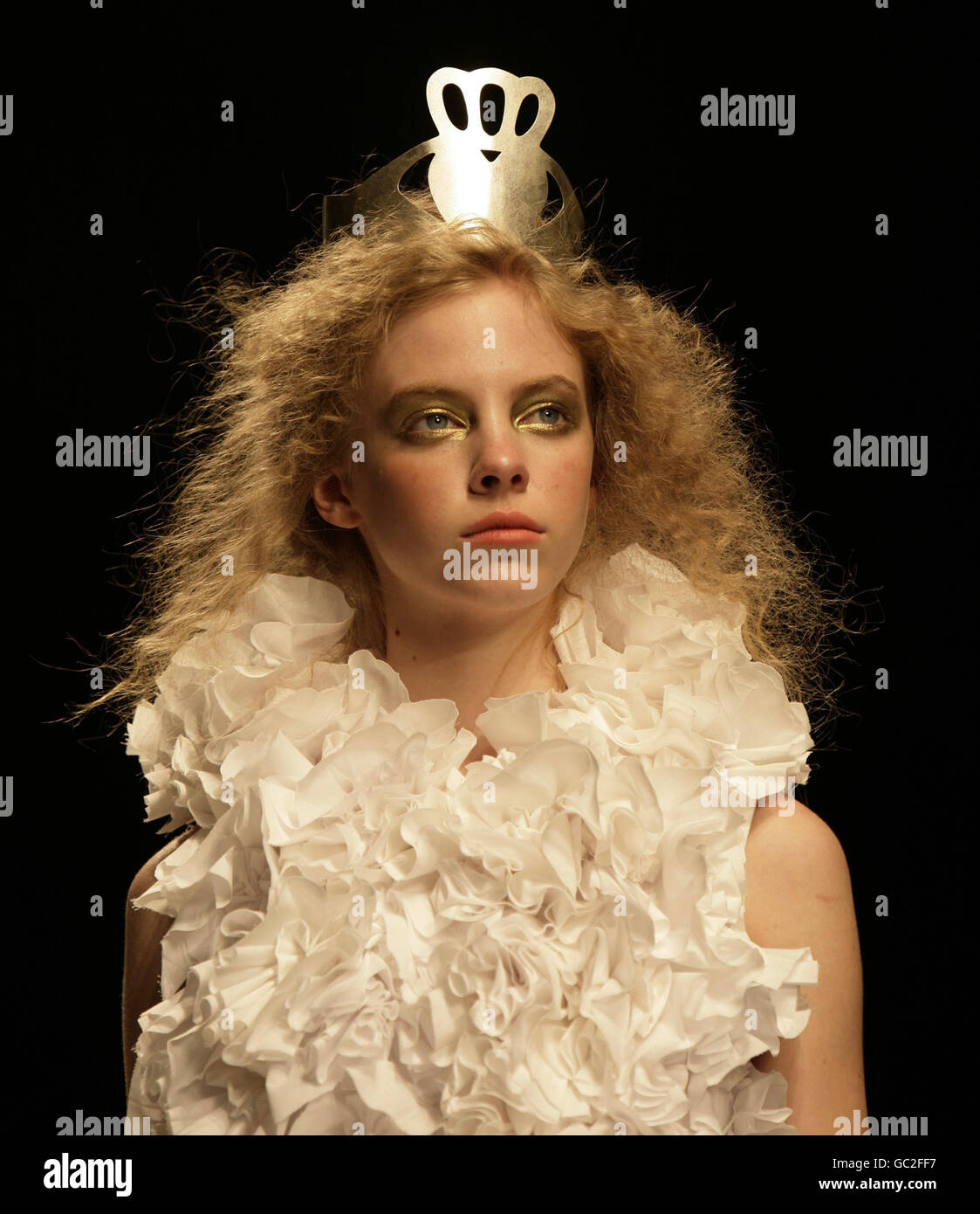 A model on the catwalk during the London Fashion Week John Rocha Spring ...