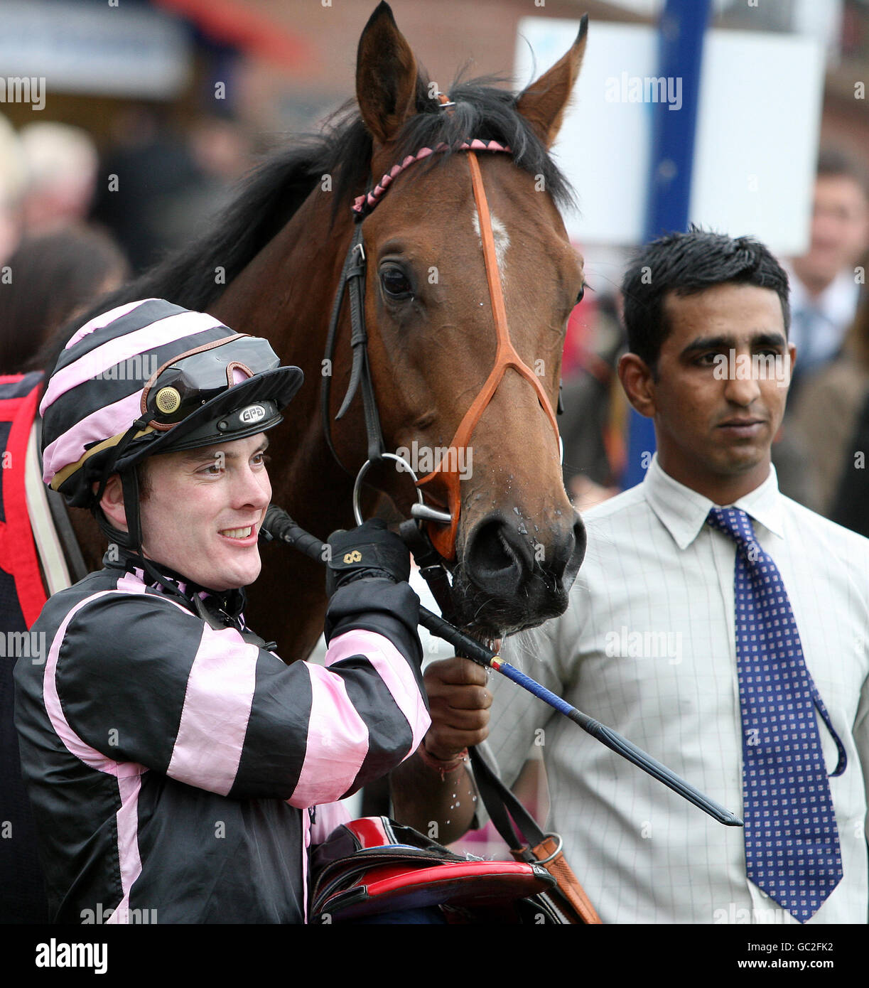 Jockey Adrian Nicholls and Mister Manannan celebrate winning The Mac ...