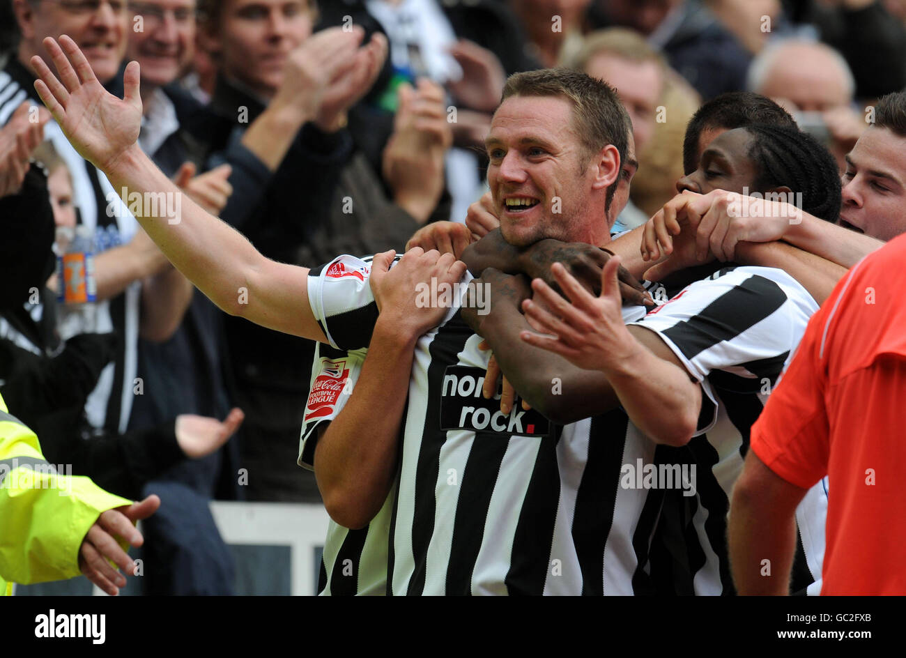Newcastle's Kevin Nolan celebrates scoring his sides second goal during ...