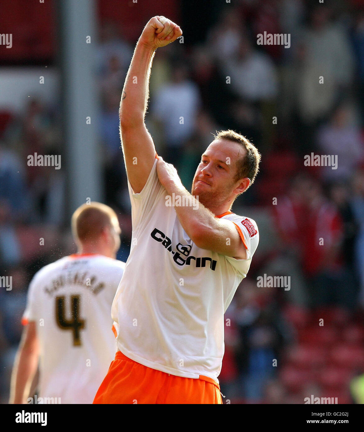 Blackpool's goalscorer Charlie Adam celebrates his sides victory at the ...