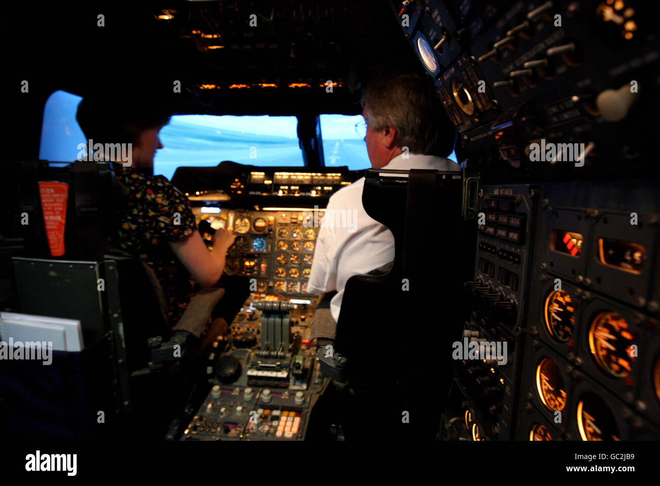 Inside a Concorde flight simulator at its opening to the public at ...