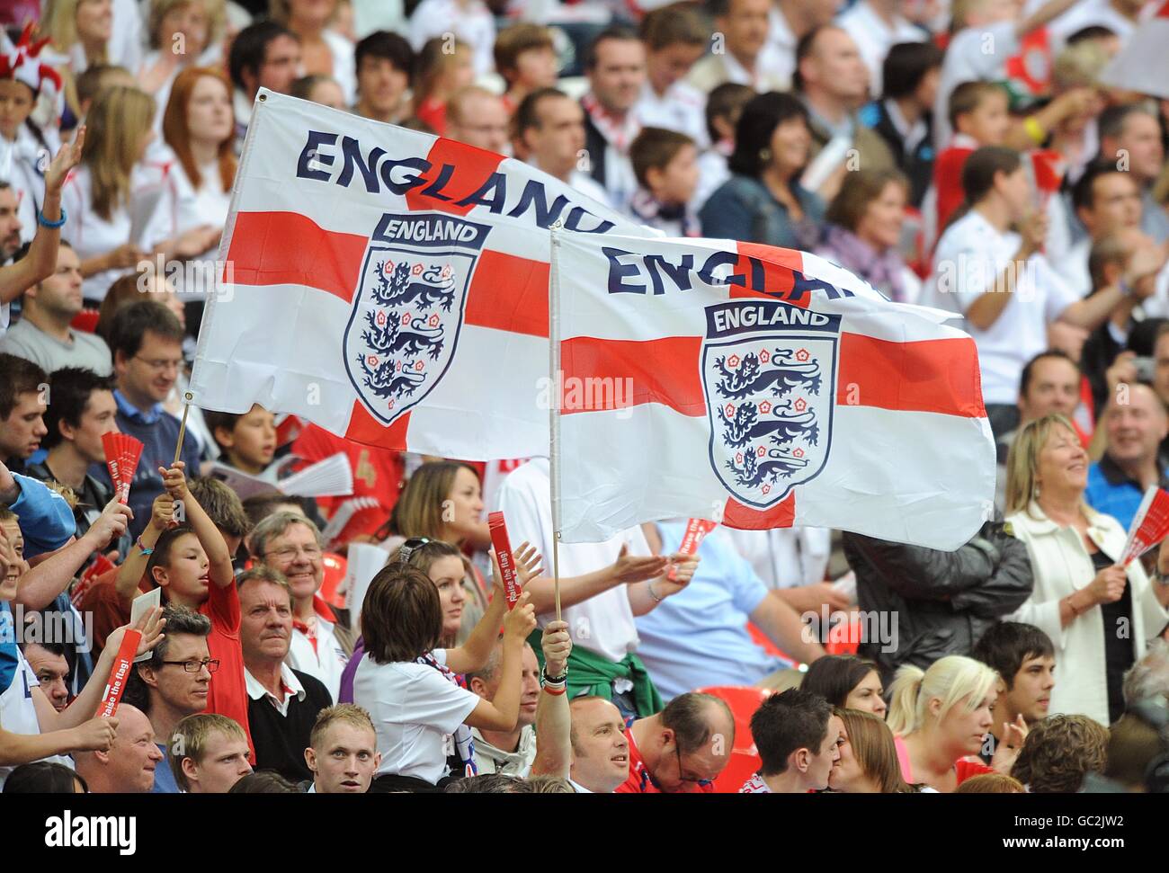 England fans wave flags in the stands prior to kick off Stock Photo - Alamy