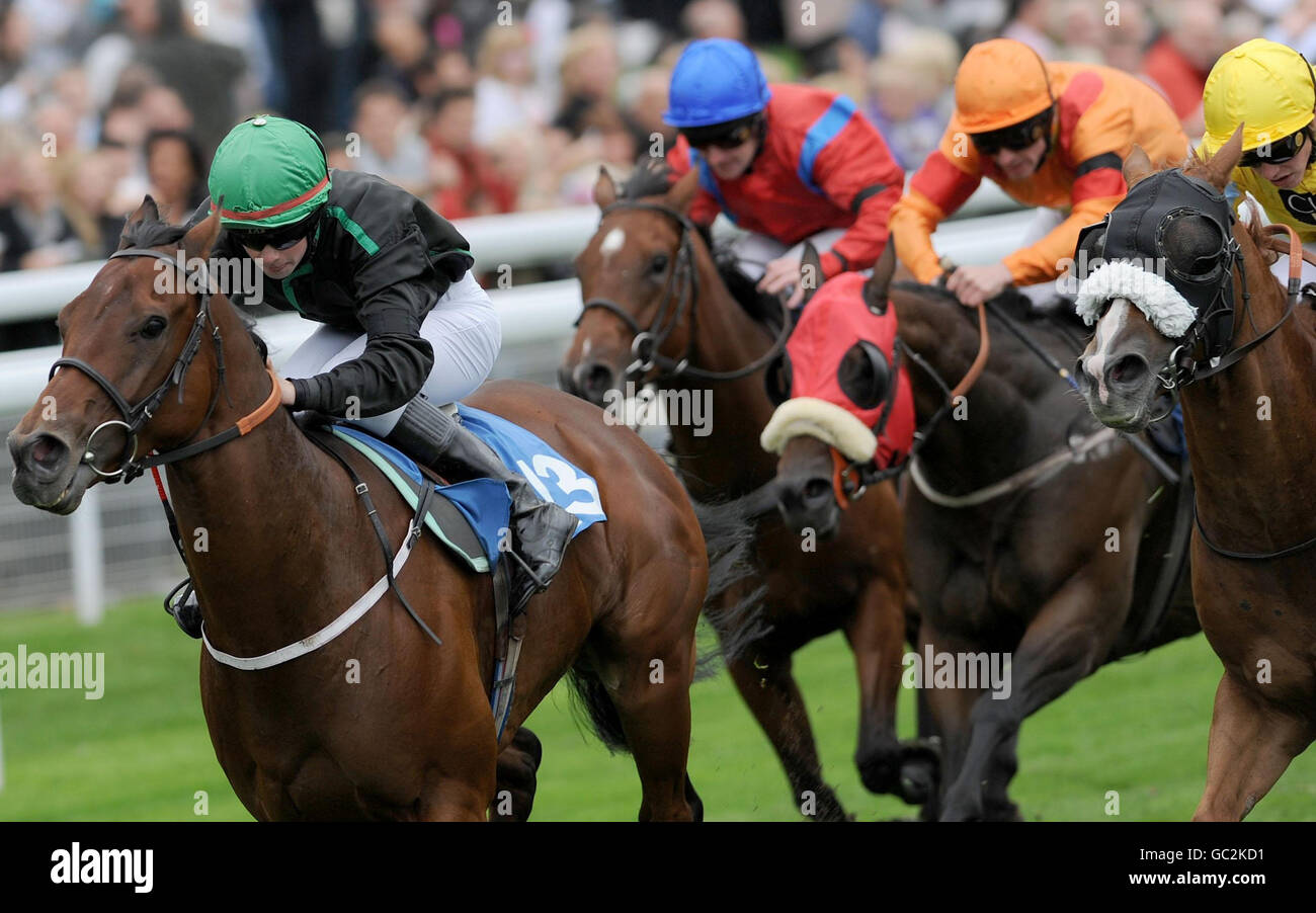 Apprentice jockey Ian Brennan (left) finishes in second place on ...