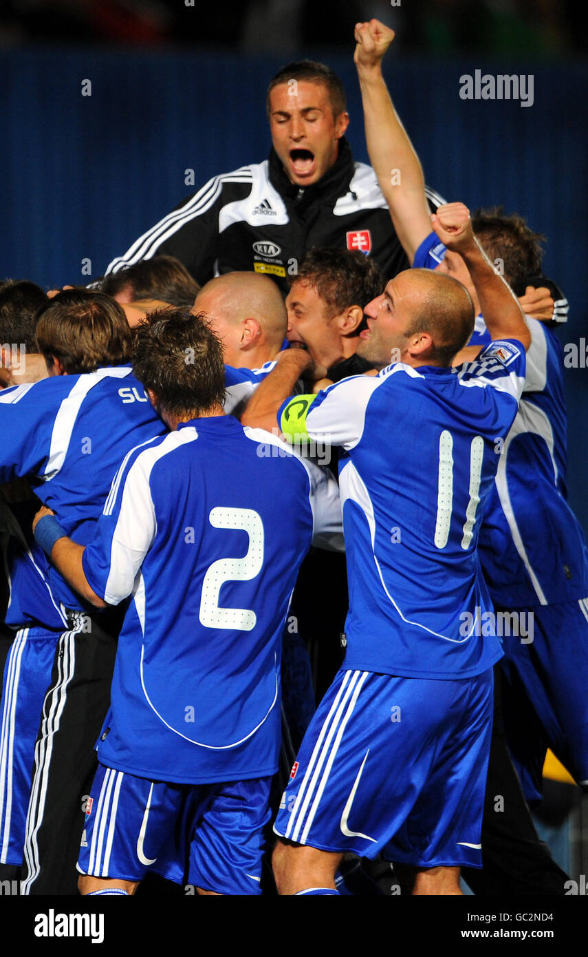 Slovakia celebrate their second goal scored by filip holosko hi-res ...