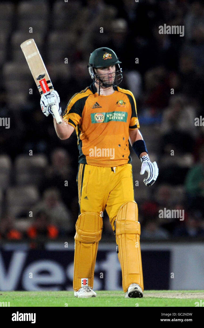Australia's Cameron White celebrates scoring a half century during the ...