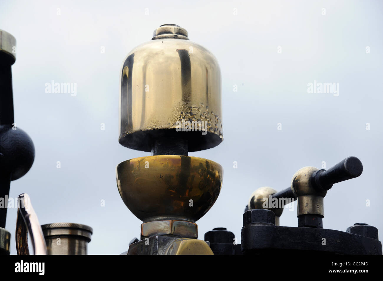 Condensation gathers on the whistle mechanism on a Aveling and Porter ...