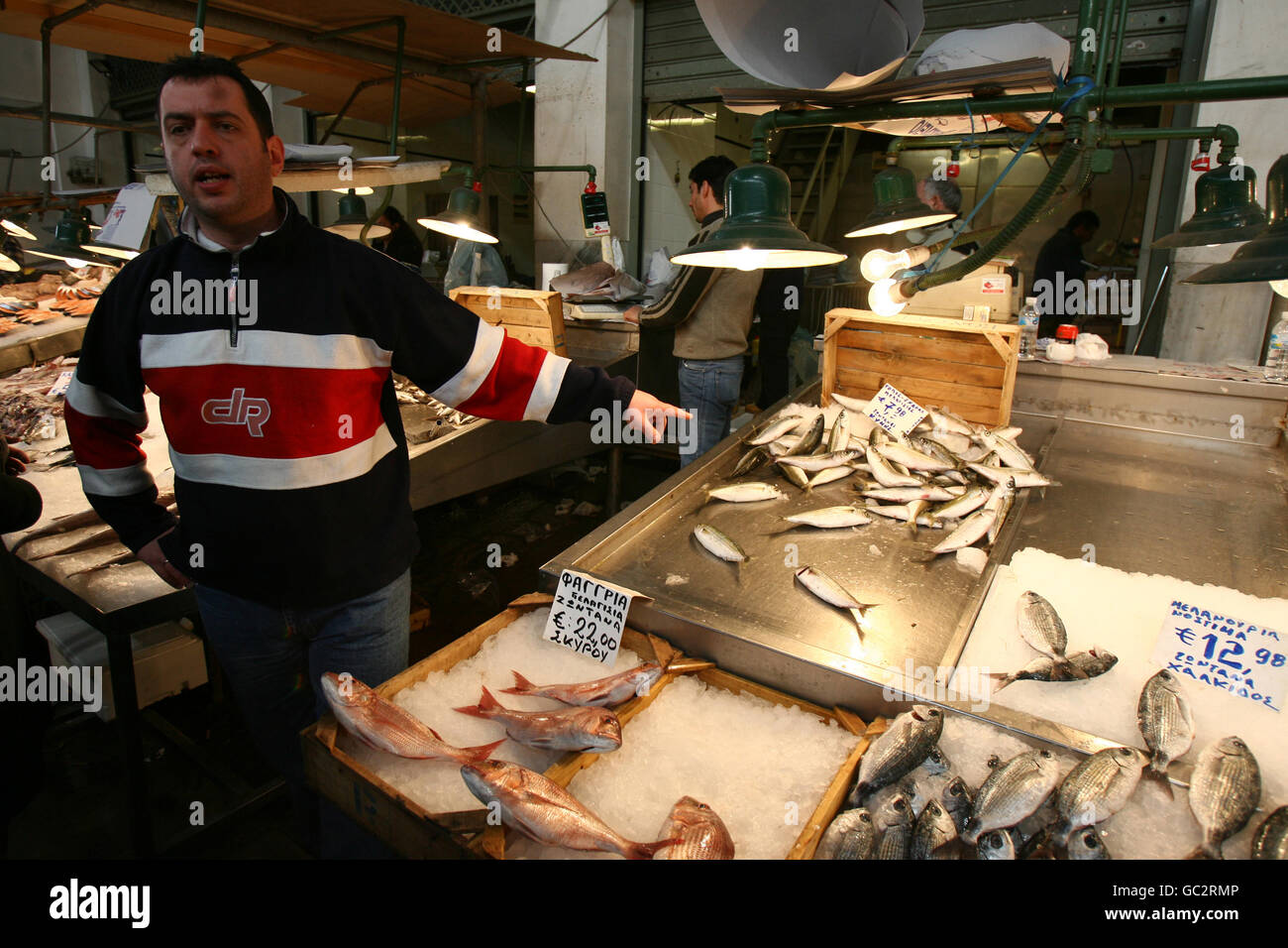 General view of fish sold at The Agora on Athens Street, Athens Central ...