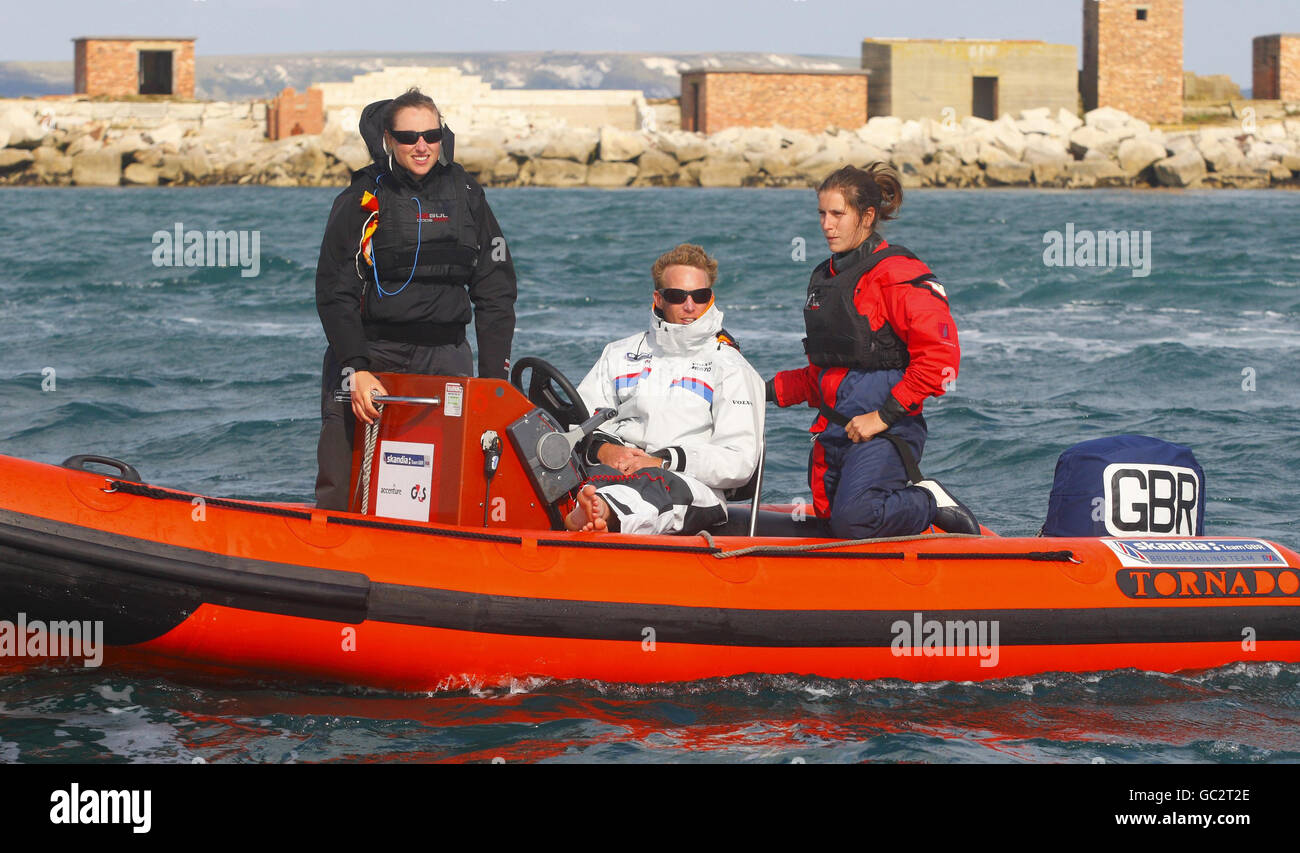 Olympic and World Laser sailing Champion Paul Goodison (centre) relaxes ...