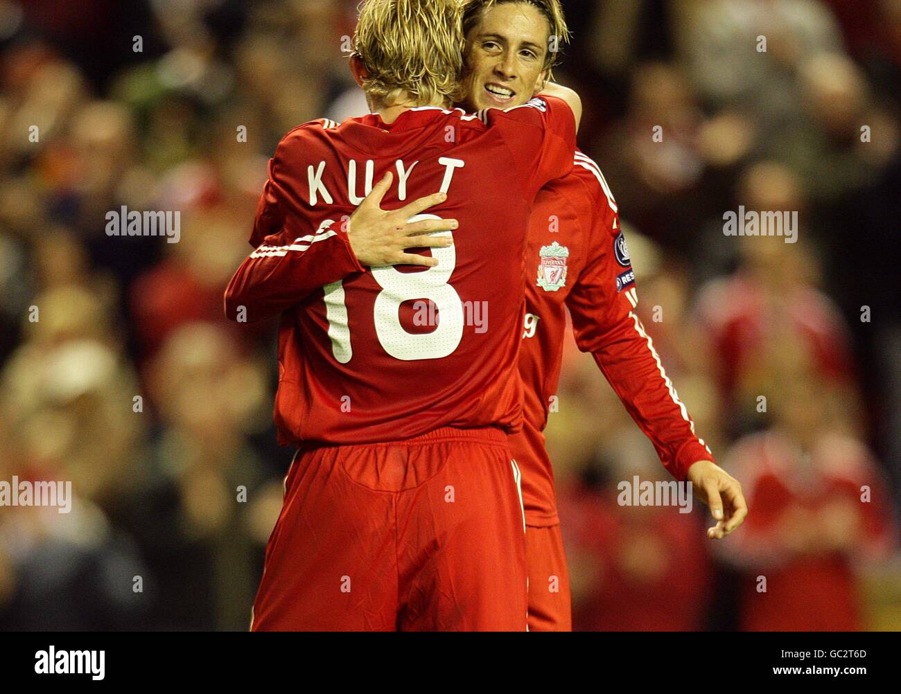 Liverpools dirk kuyt celebrates after hi-res stock photography and ...