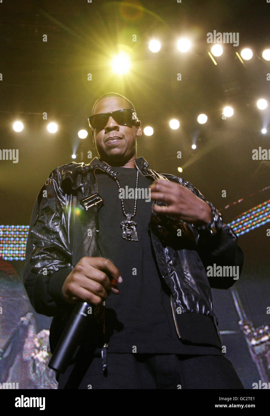 Jay Z performing on stage at The Roundhouse in Camden, north London ...