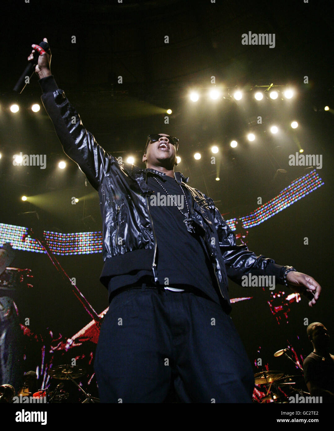 Jay Z performing on stage at The Roundhouse in Camden, north London ...