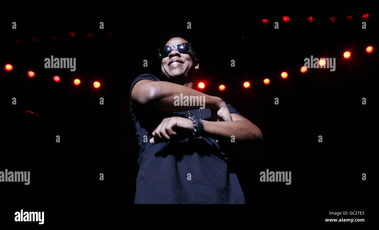 Jay Z in concert - The Roundhouse - London. Jay Z performing on stage ...