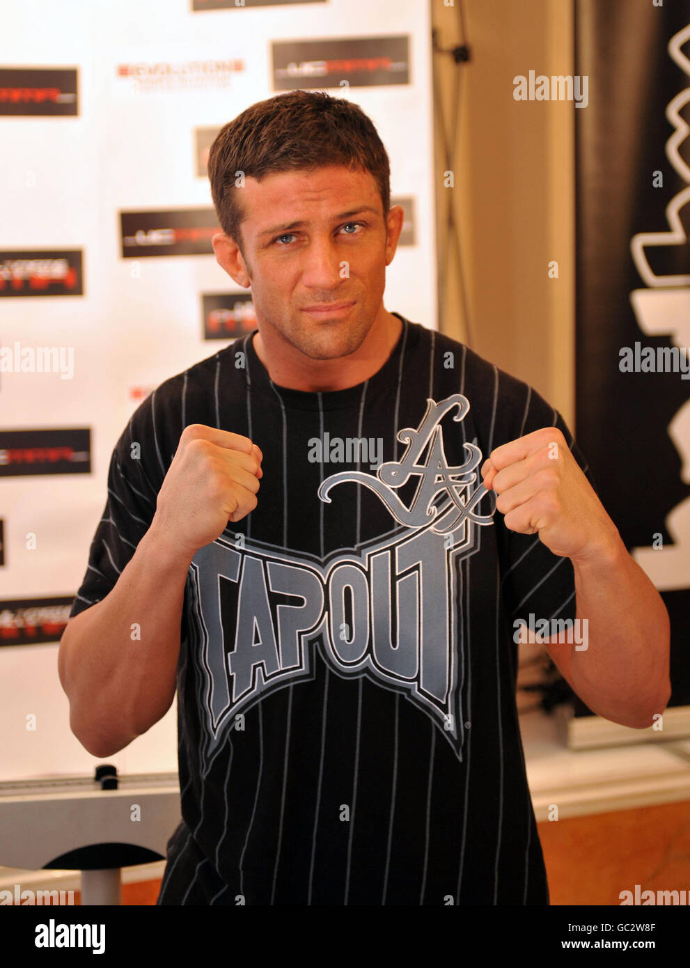 MMA UK Middleweight title-holder Alex Reid poses at his weigh-in press ...