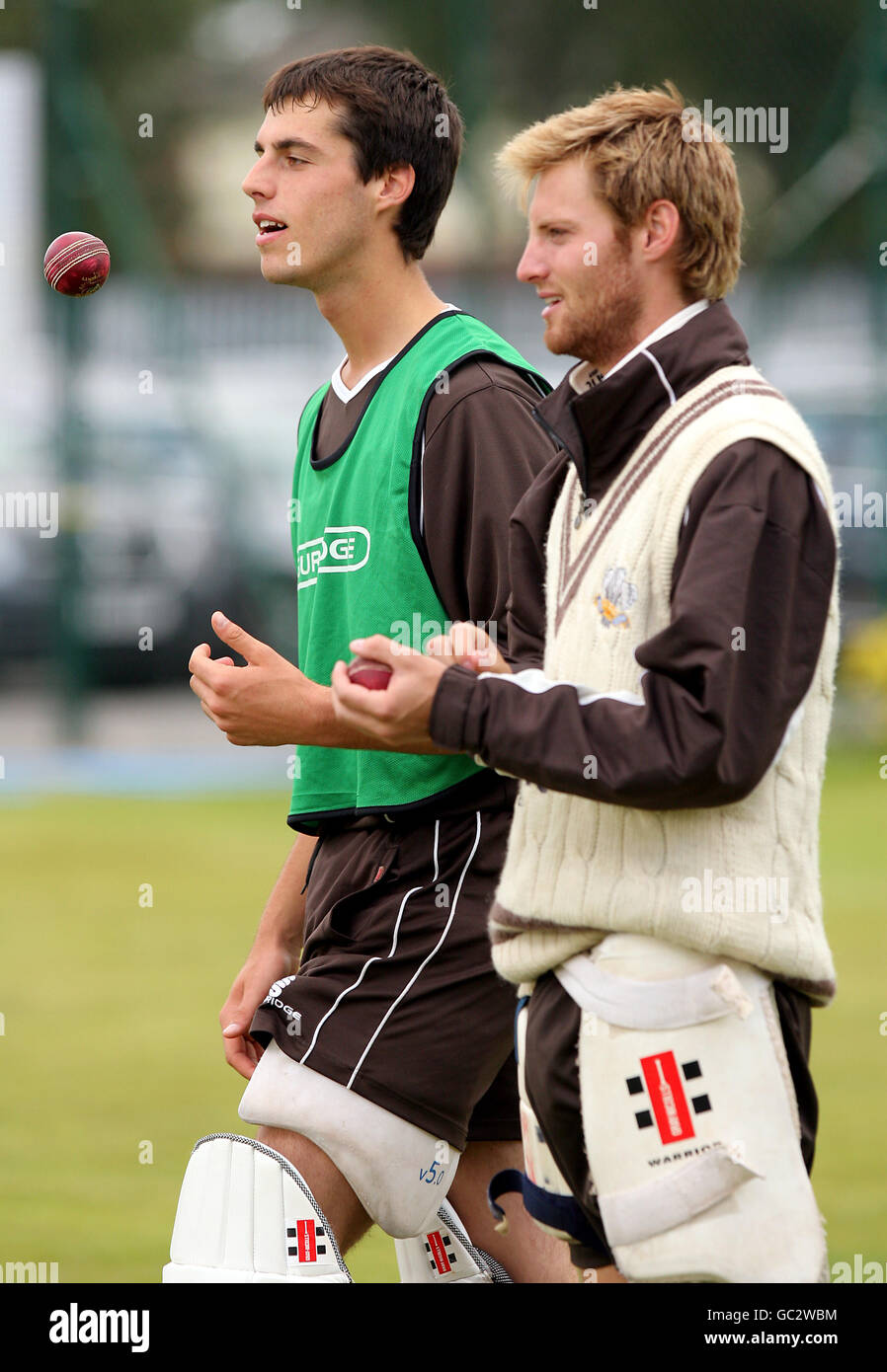 Tom Jewell and Simon King (right) of Surrey prior to their match ...