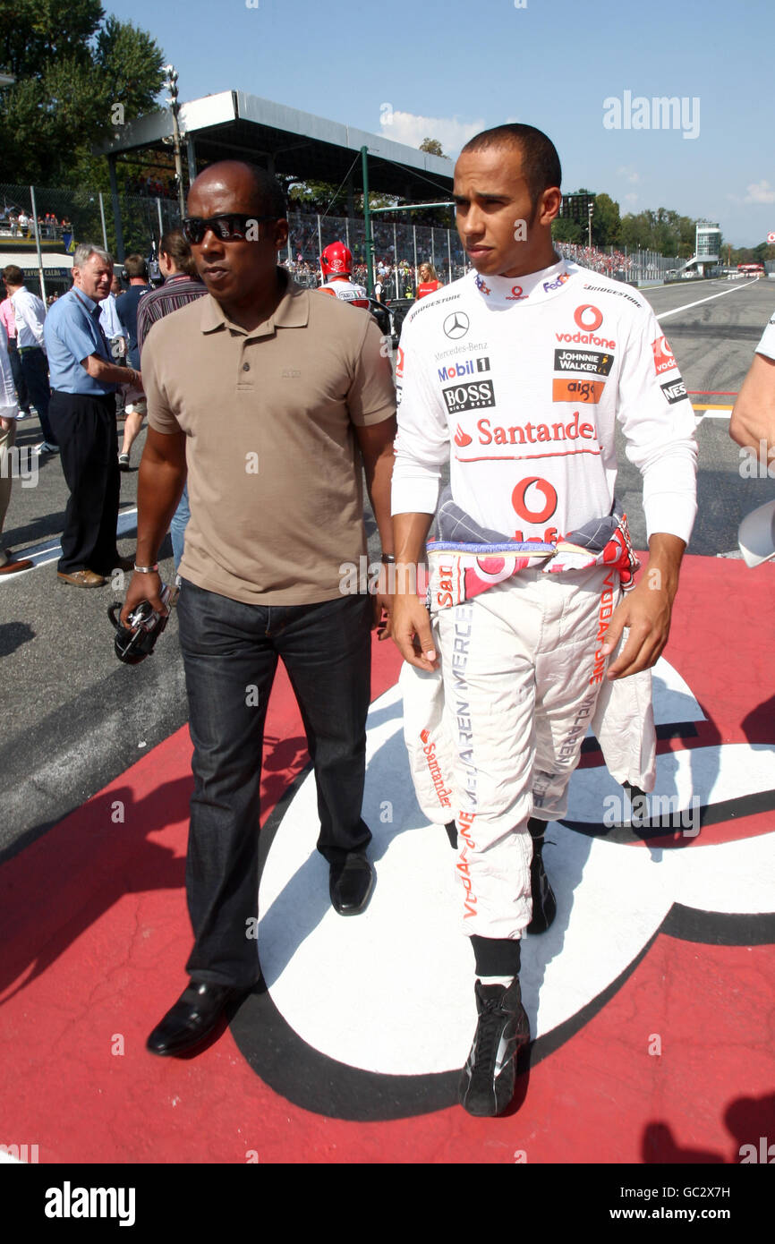 Vodafone mclaren driver lewis hamilton father anthony prior to race hi ...