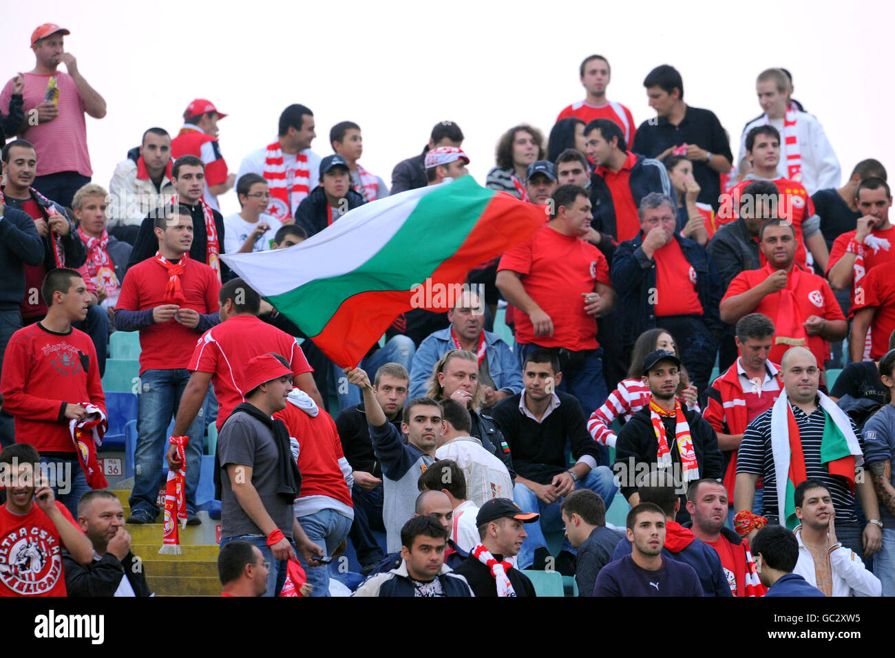 Cska sofia fans cheer on their side in stands hi-res stock photography ...