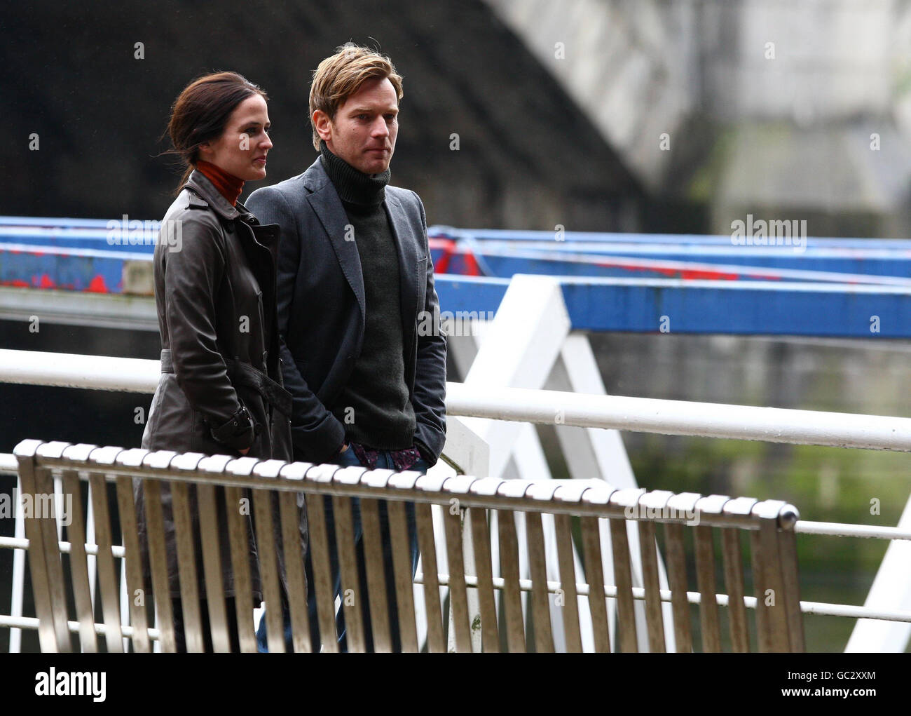 Actors Ewan McGregor and Eva Green during the filming of "The Last Word ...