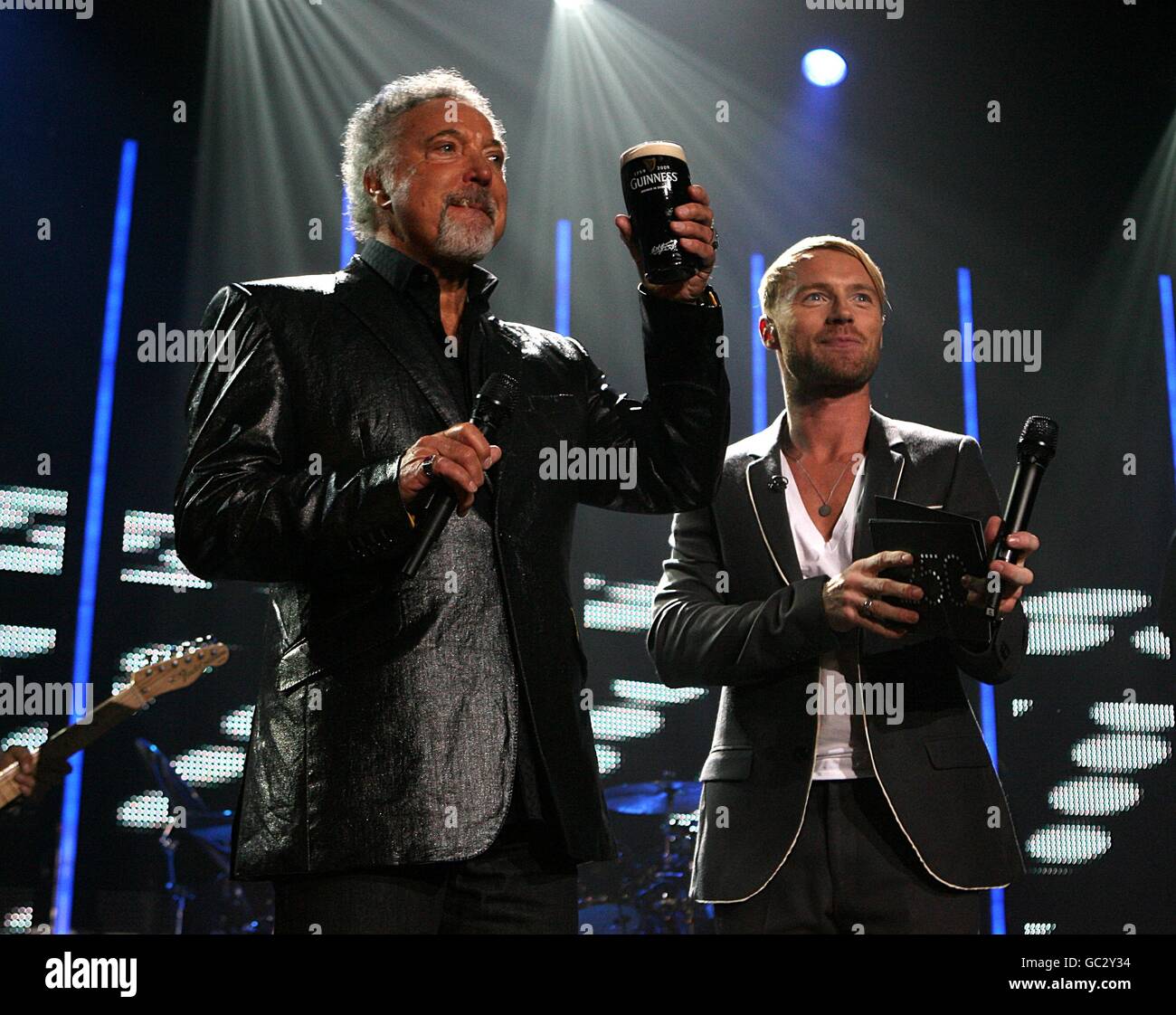 Ronan Keating (right) on stage with Tom Jones (left) at the 250th ...