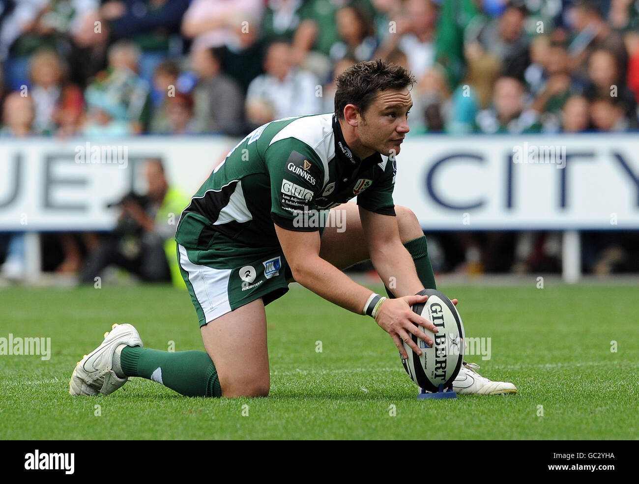 London Irish's Ryan Lamb places the ball before kicking a penalty Stock ...