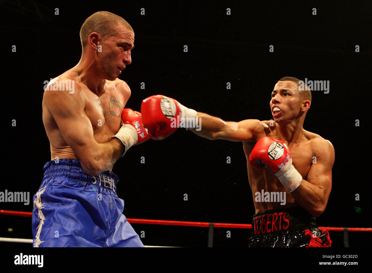 Boxing - Manchester Velodrome. Rhys Roberts, right, and Steve Gethin ...