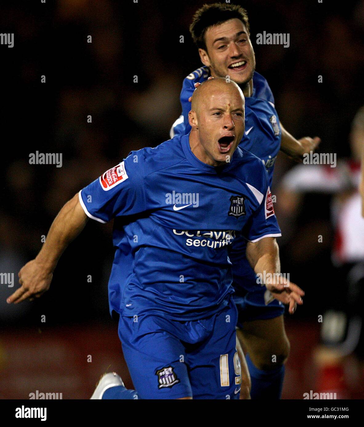Notts County's Luke Rodgers celebrates scoring his sides first goal ...