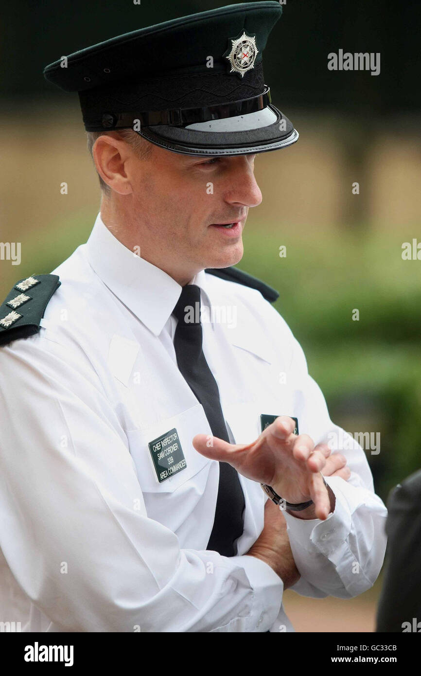 Chief inspector sam cordner speaks at newry police station hi-res stock ...