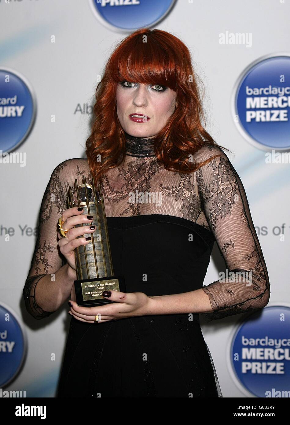 Florence Welch of Florence and the Machine with her nomination award at ...