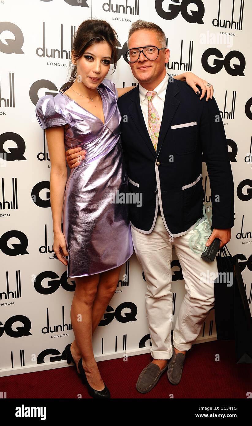 Giles Deacon with his Designer award and Daisy Lowe at the 2009 GQ Men ...