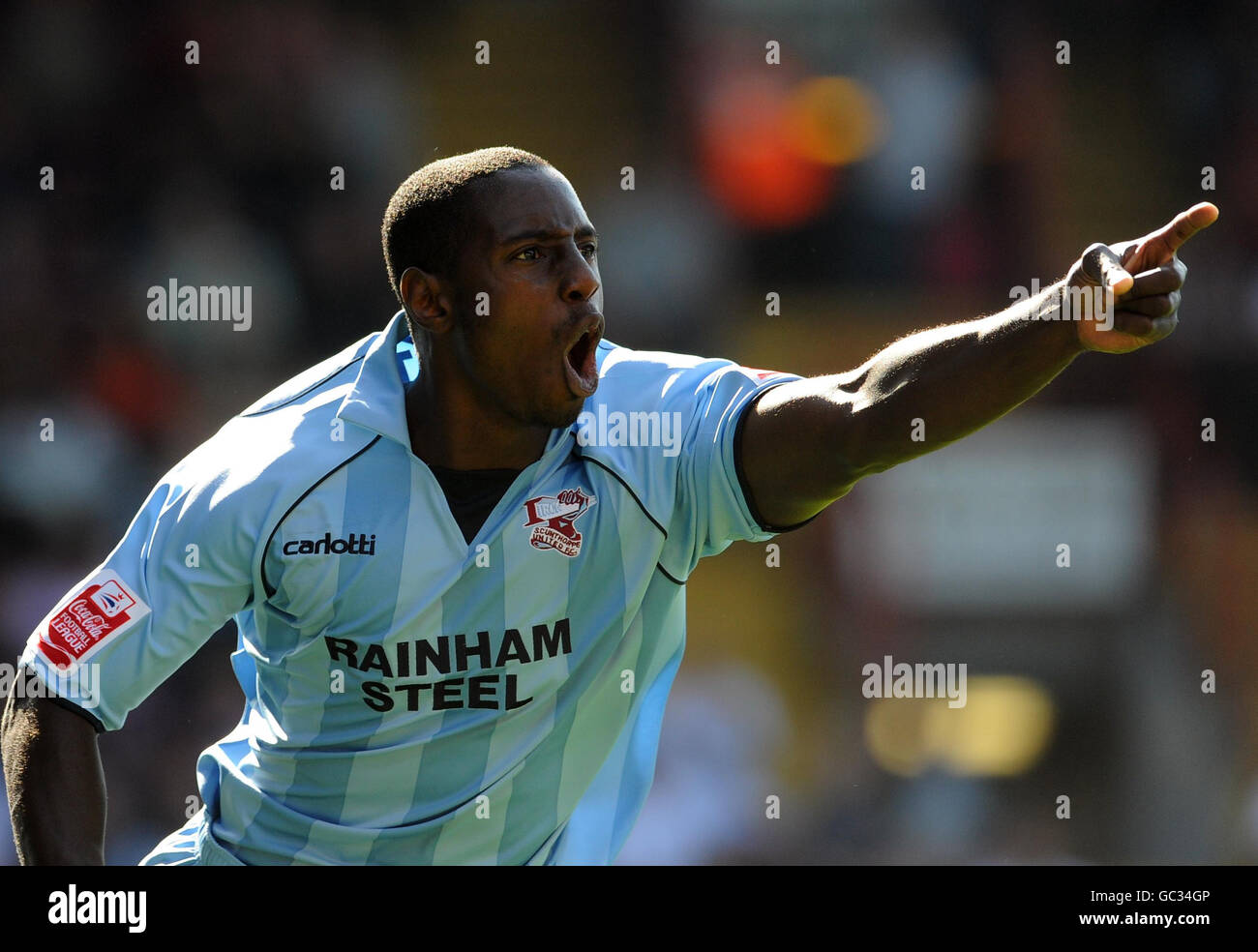 Scunthorpe's Jonathan Forte celebrates scoring the first goal during ...