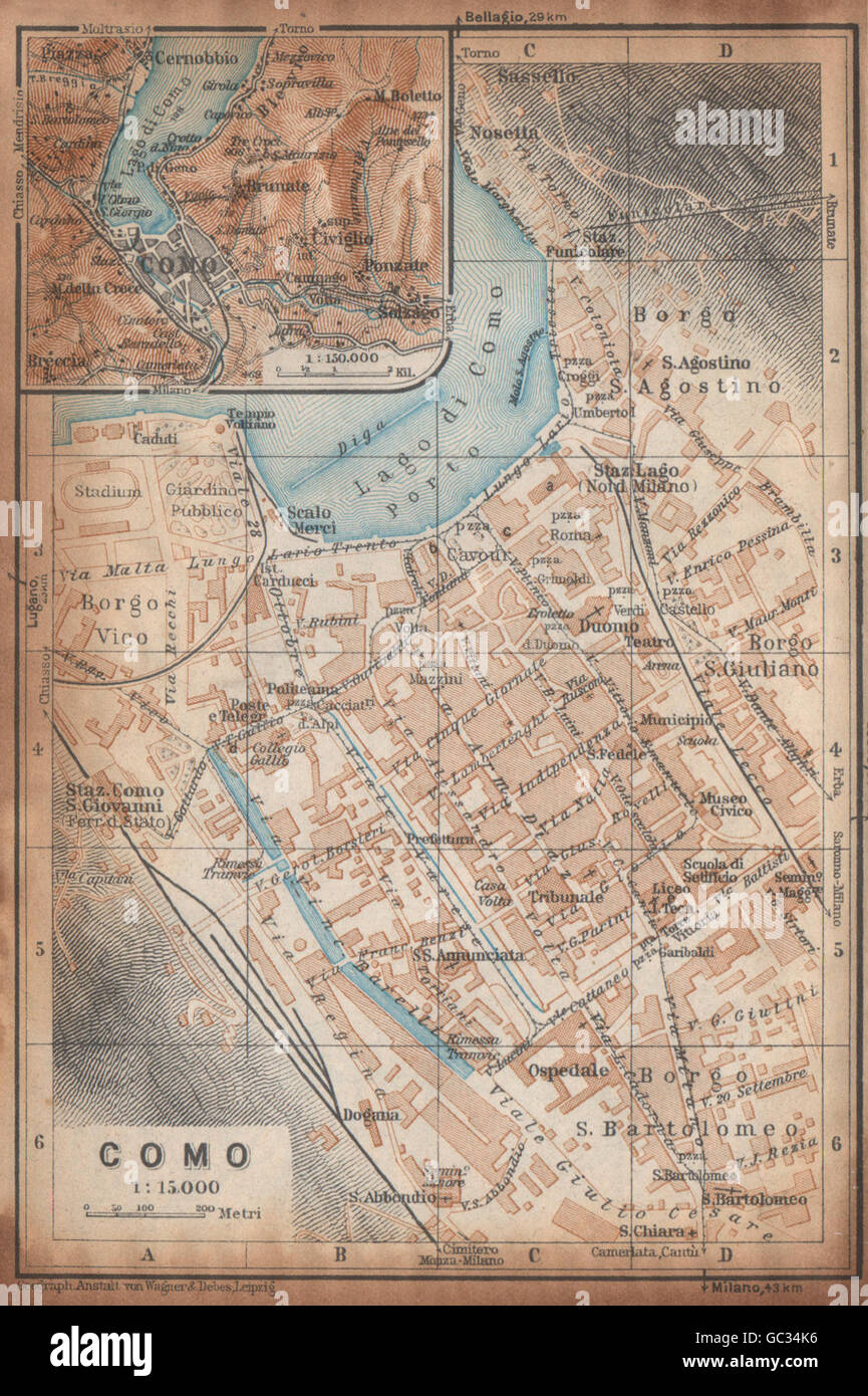 Vintage map of como italy hi-res stock photography and images - Alamy
