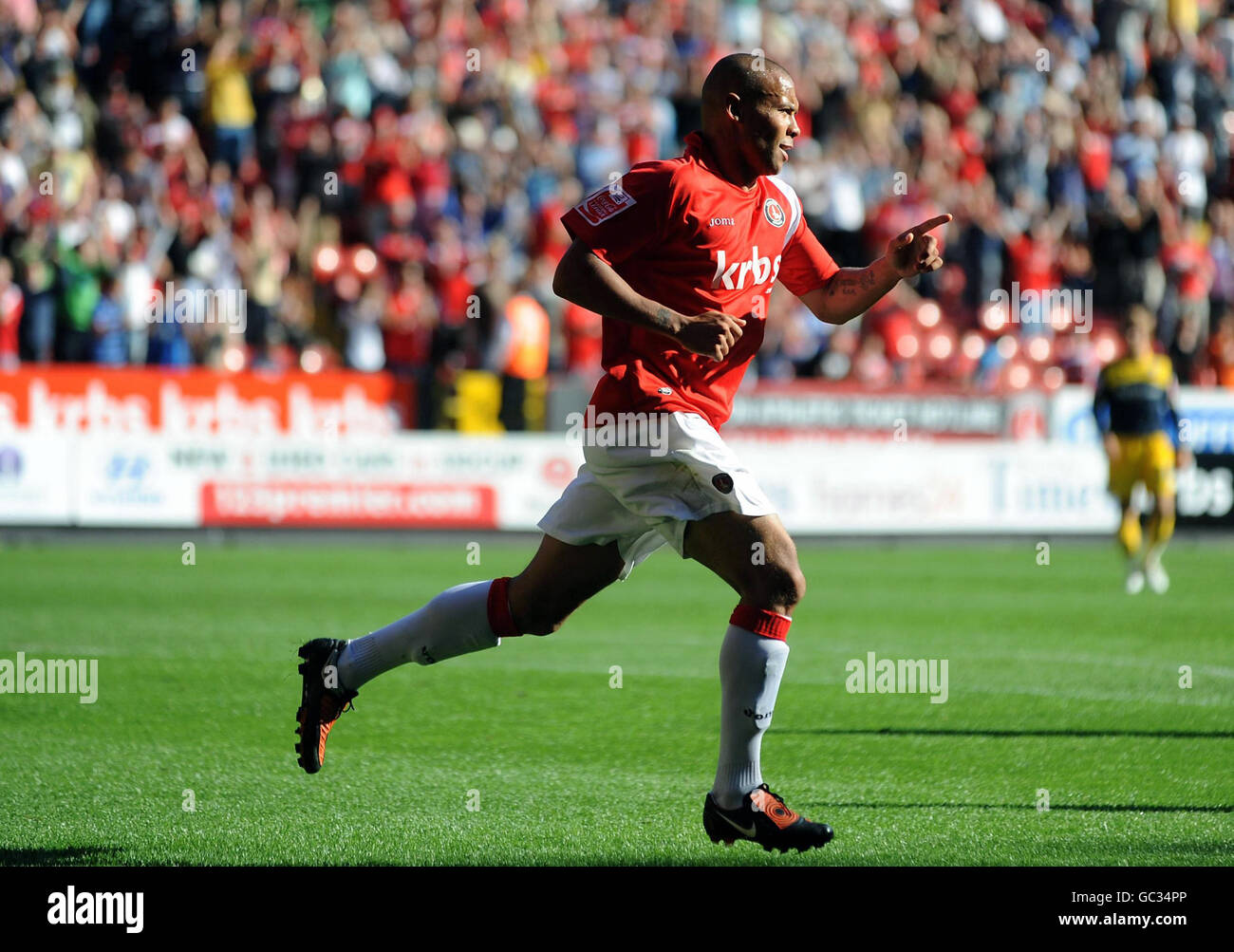 Charlton's Deon Burton celebrates scoring during the Coca-Cola League ...