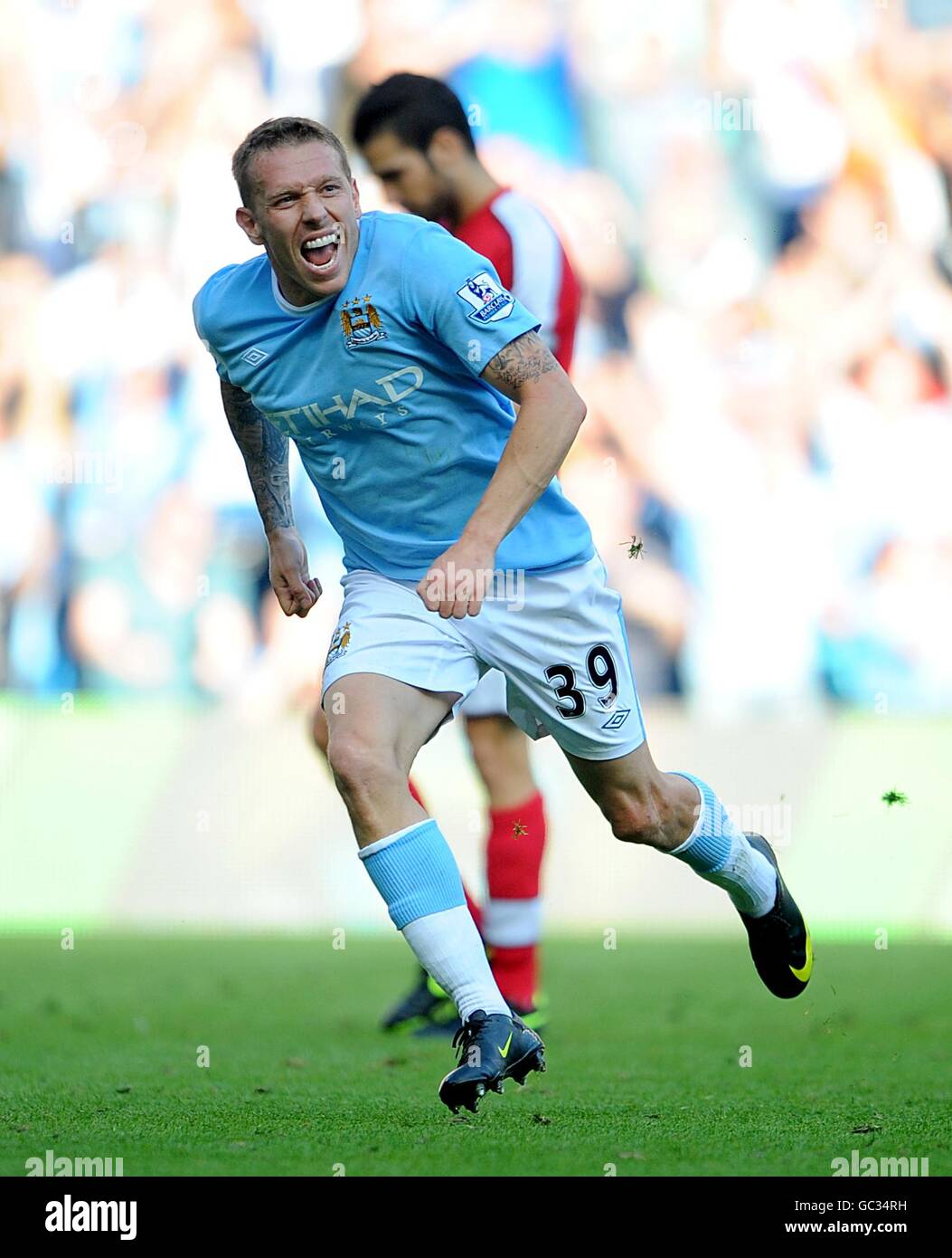 Manchester citys craig bellamy celebrates scoring hi-res stock ...