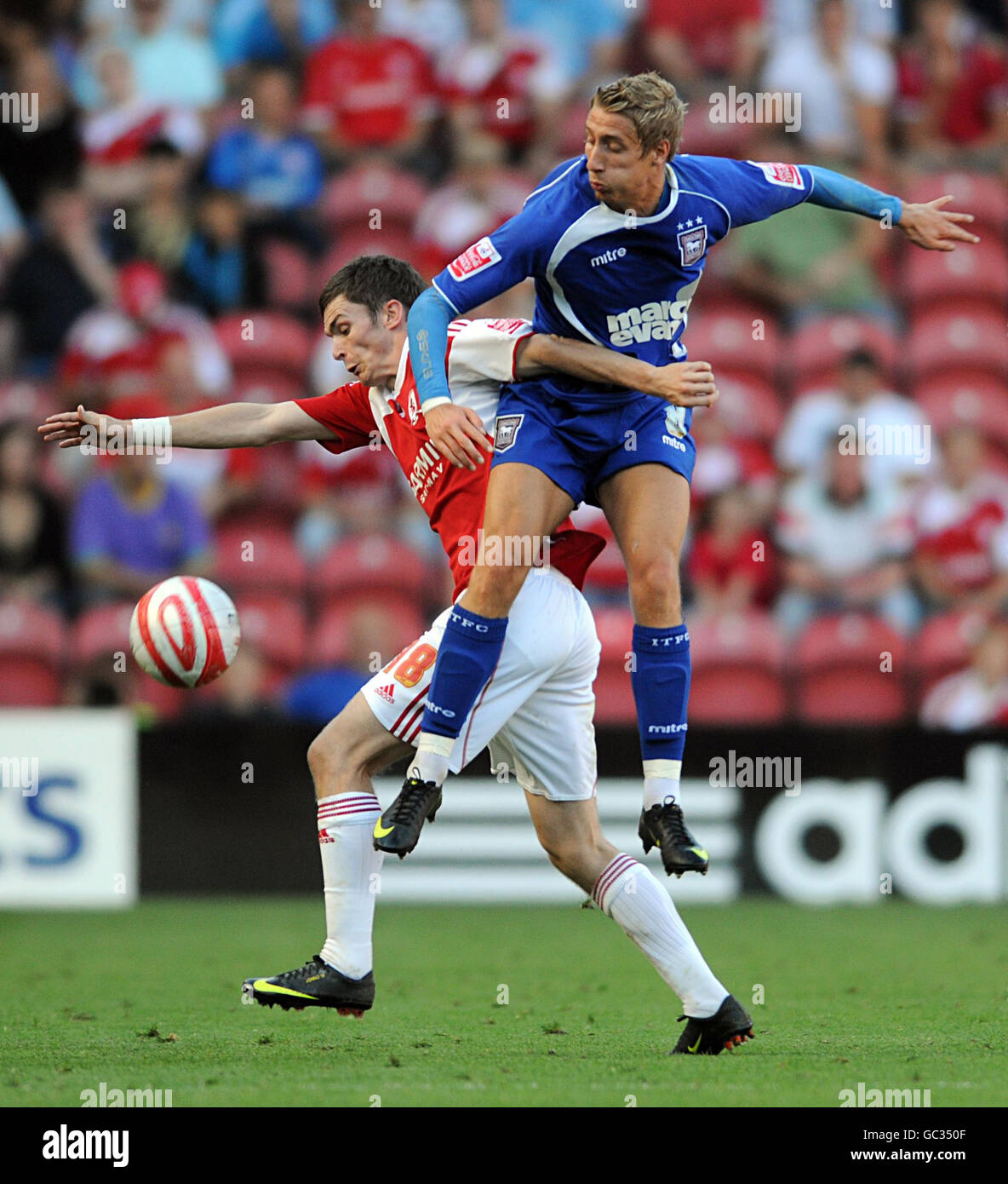Middlesbrough's Adam Johnson and Ipswich Town's Lee Martin battle for ...