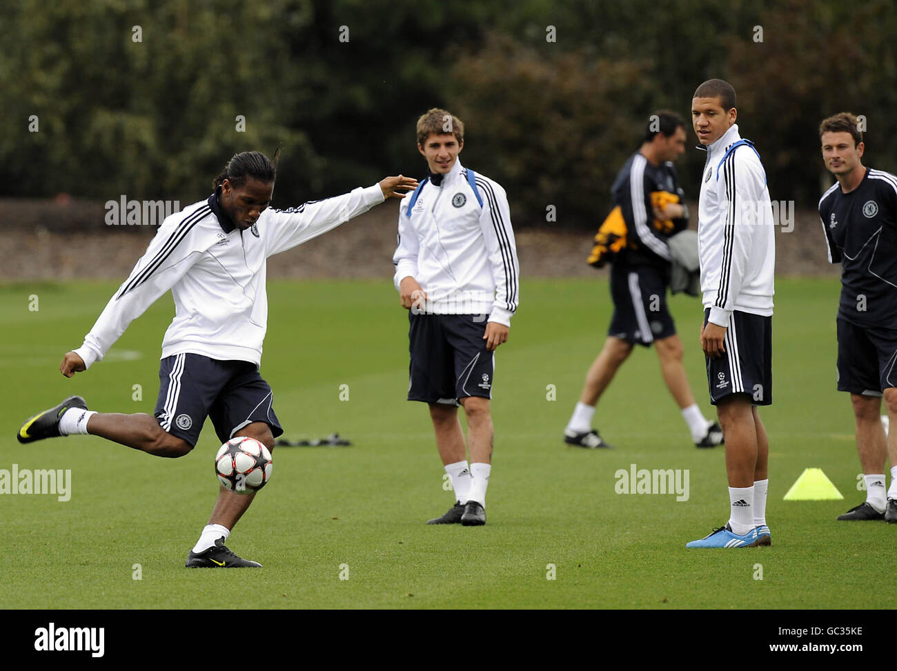 Chelsea players during training session at chelsea fc training ground ...