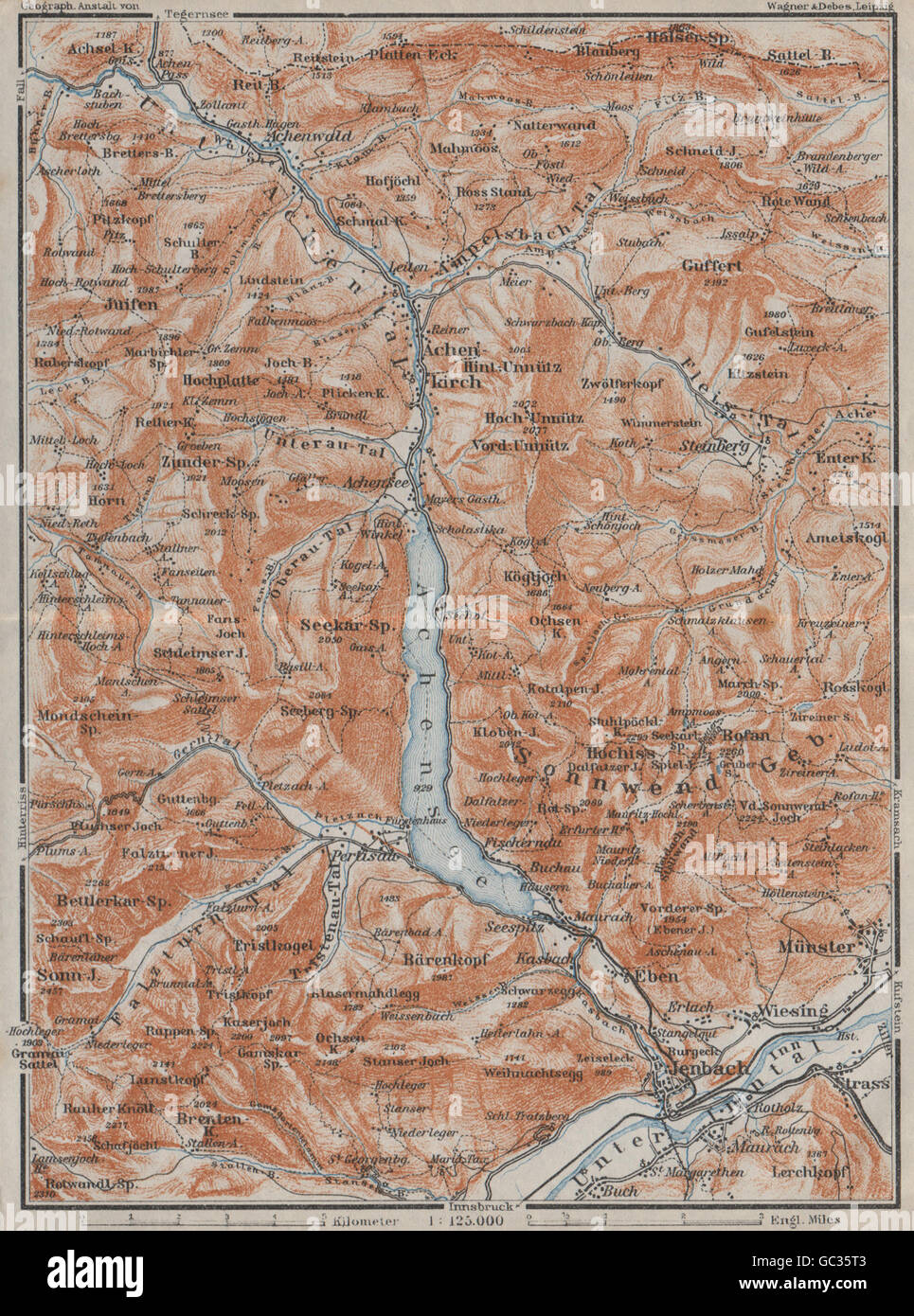 ACHENSEE & environs. Jenbach Achenkirch. Topo-map. Austria Österreich ...
