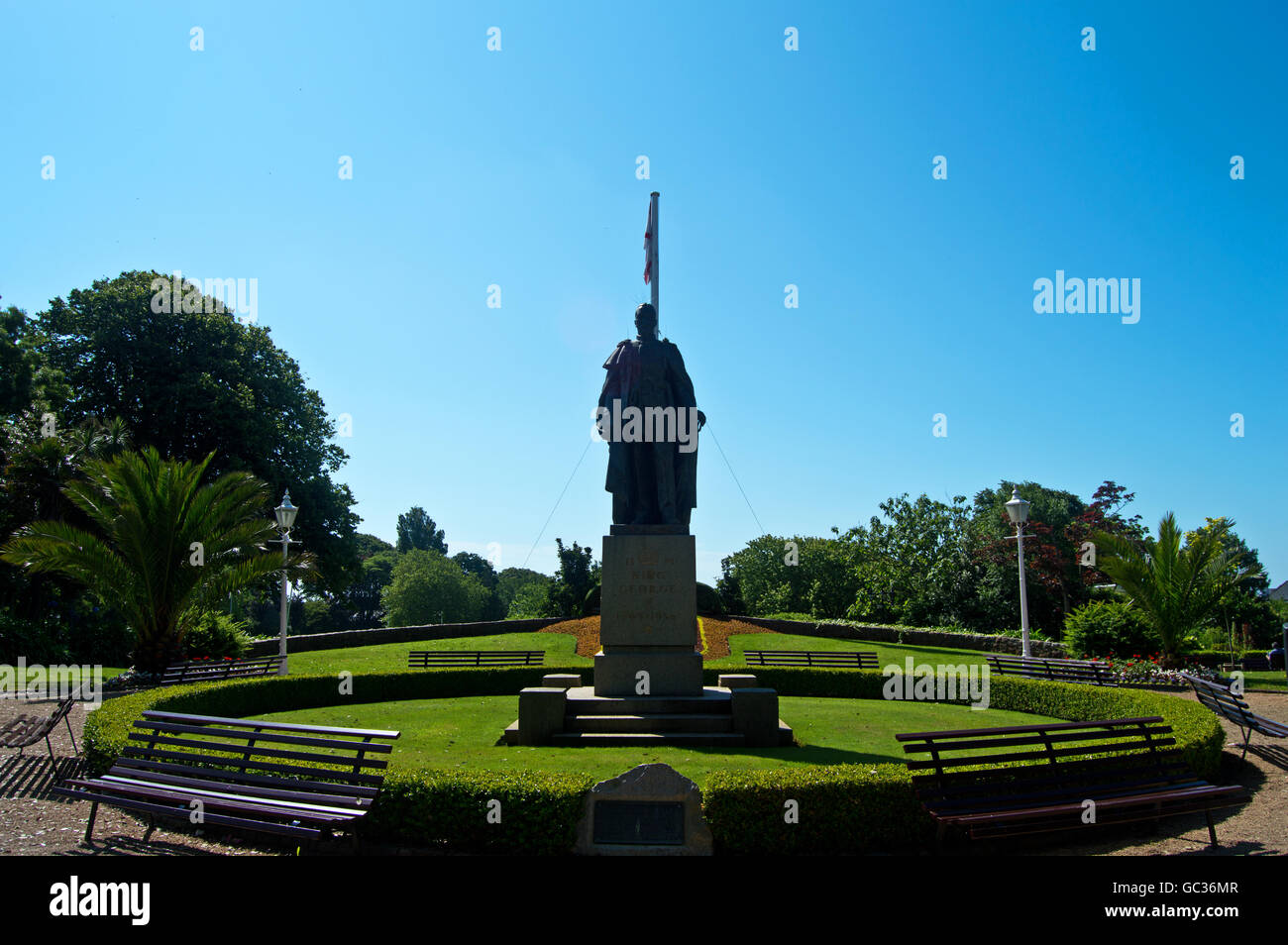 King George V statue in Howard Davis Park, Jersey,. Channel Islands ...