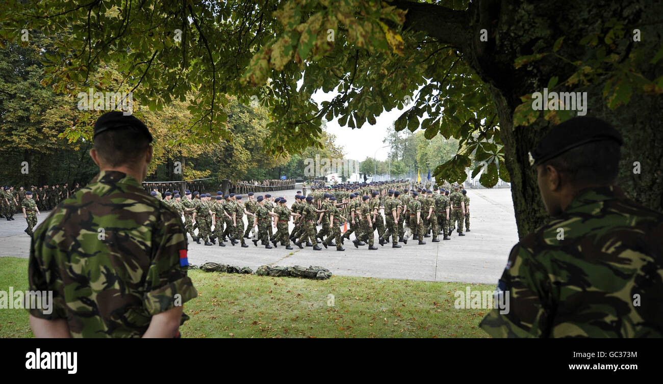 British troops march through german garrison town hi-res stock ...