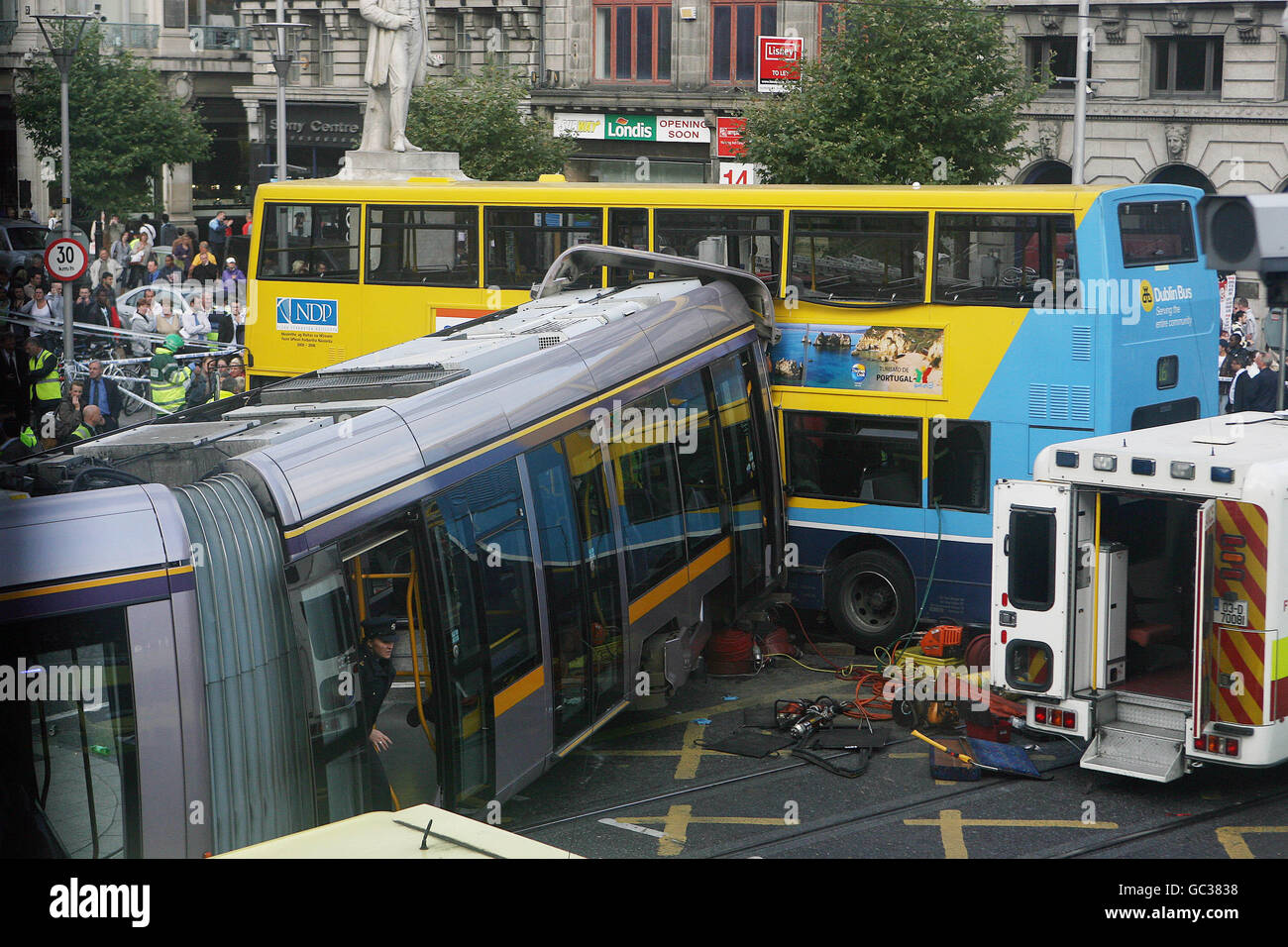 Emergency services at the scene of a crash between a Bus and a Luas ...