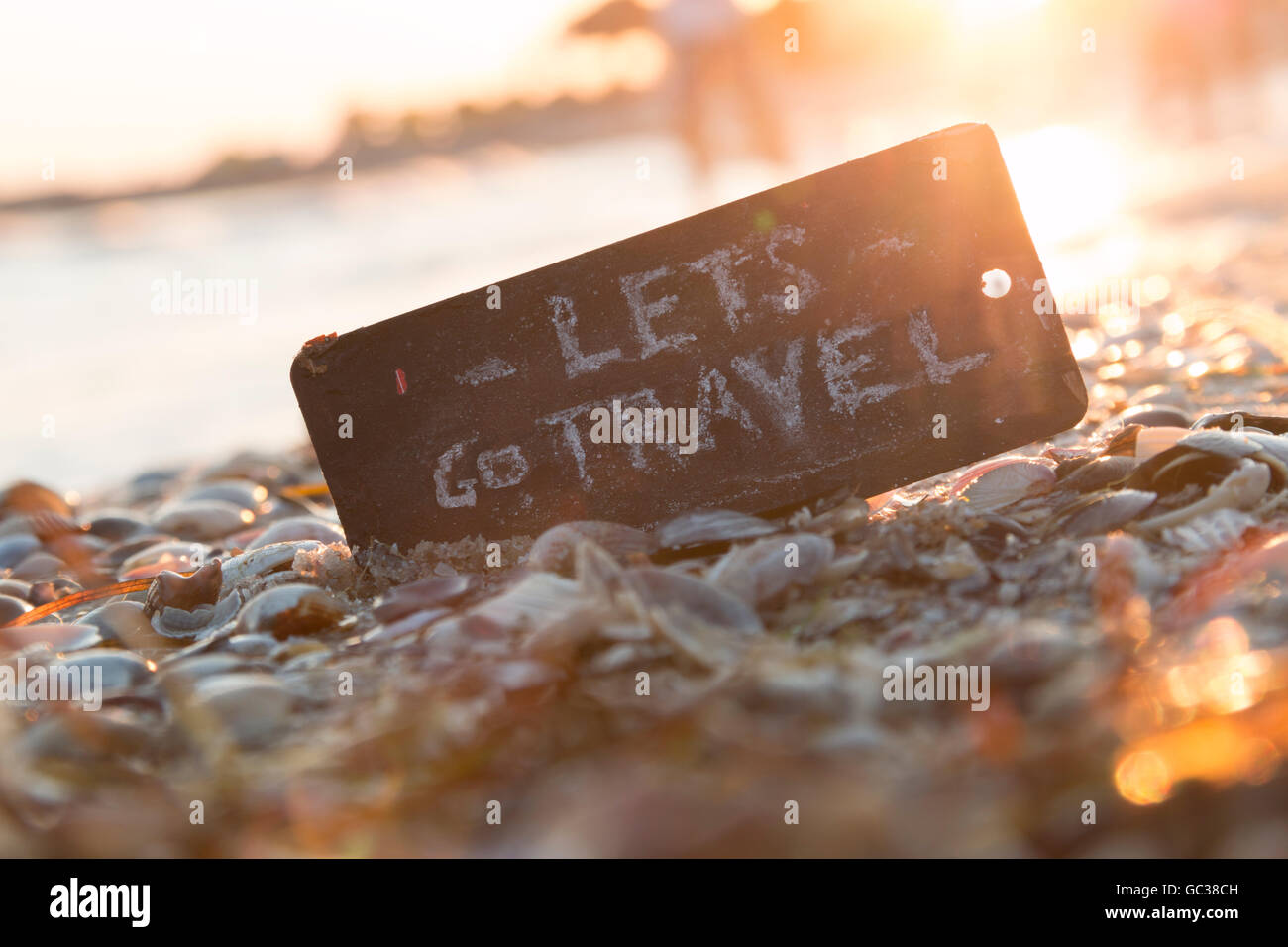 Lets go travel text, adventure motivation concept Stock Photo - Alamy