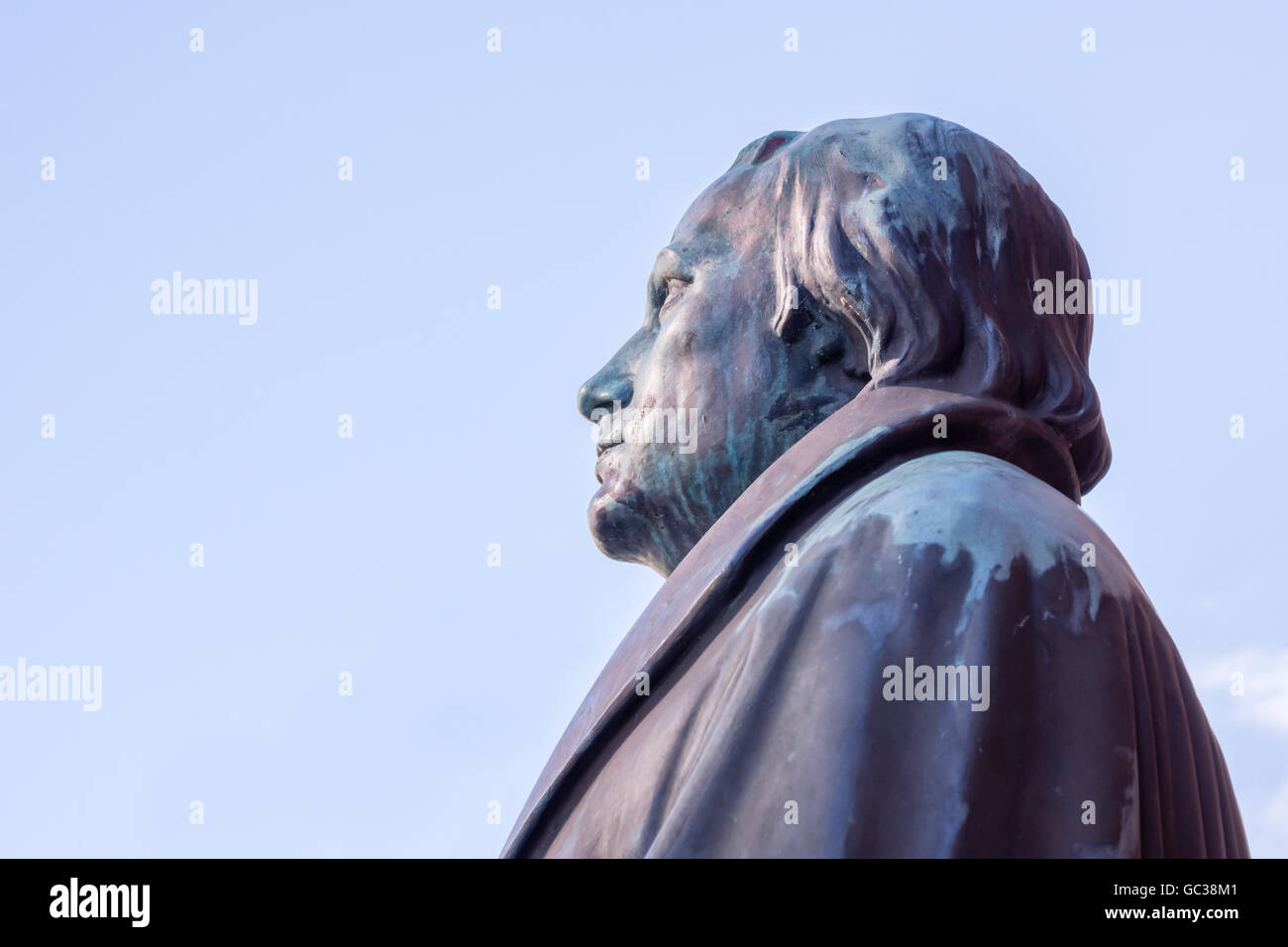 Bronze statue of tre german reformer Martin Luther with space for texts ...